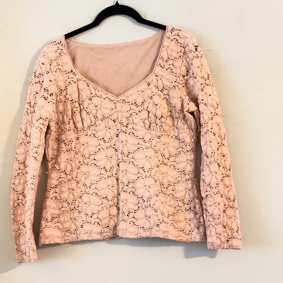 Tops | Elegant Pink Lace Womens Blouse Size S | Poshmark